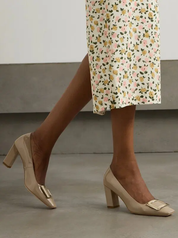 ROGER VIVIER Belle Vivier 75 Patent-leather Pumps - Neutrals