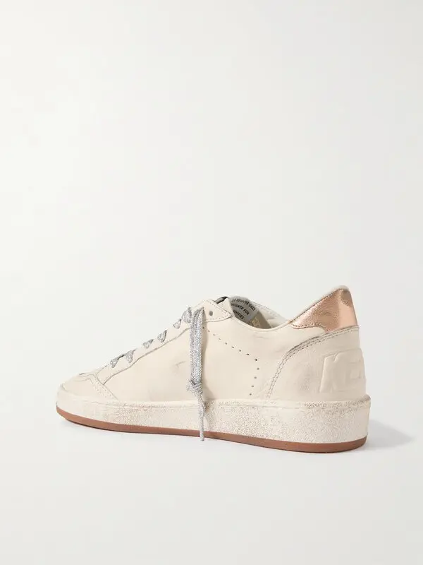 GOLDEN GOOSE Ball Star Distressed Leather Sneakers - White