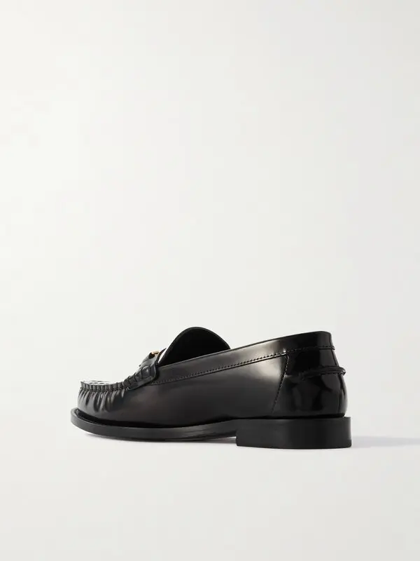 Versace Embellished Two-tone Leather Penny Loafers