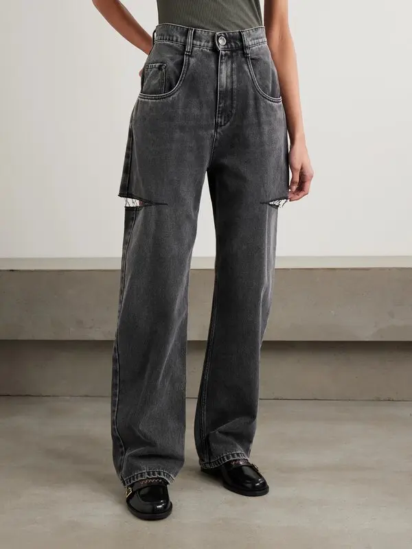 MAISON MARGIELA Cutout High-rise Wide-leg Jeans - Black