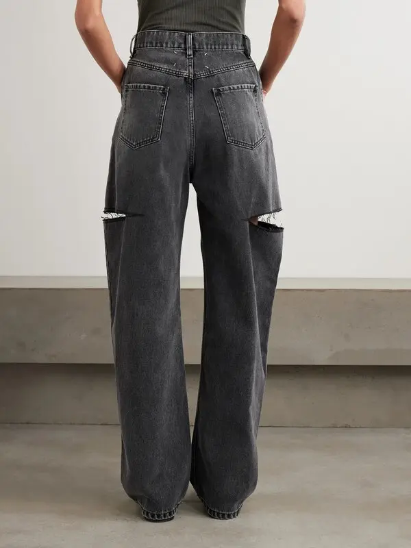 MAISON MARGIELA Cutout High-rise Wide-leg Jeans - Black