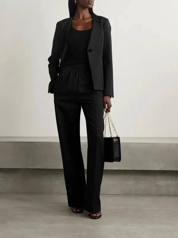 FFORME Maud Cotton And Wool-blend Twill Wide-leg Pants - Black