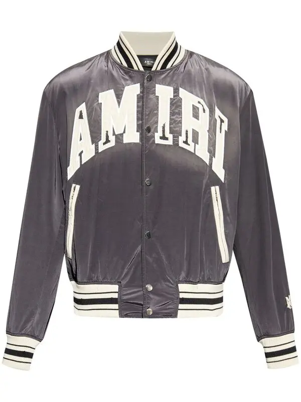 Amiri Logo-embroidered Bomber Jacket - Grey