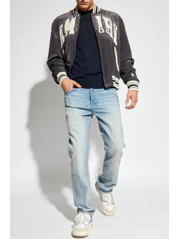 Amiri Logo-embroidered Bomber Jacket - Grey