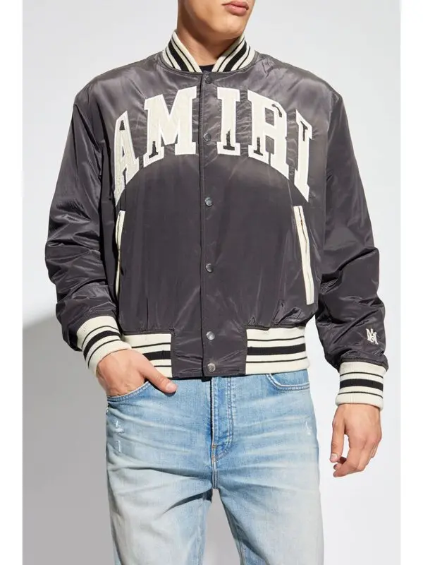 Amiri Logo-embroidered Bomber Jacket - Grey