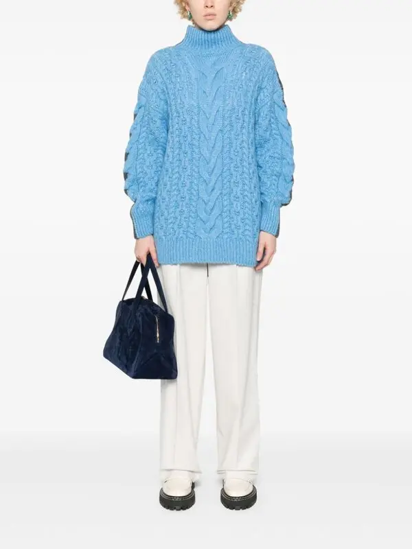 Stella McCartney Two-tone Cable-knit Jumper - Blue