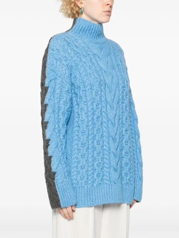 Stella McCartney Two-tone Cable-knit Jumper - Blue