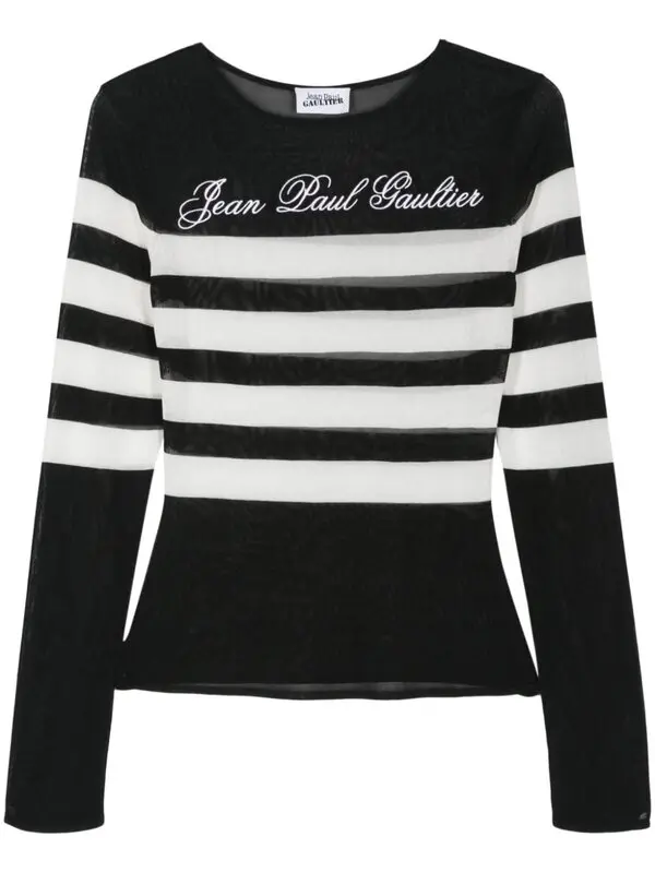 Jean Paul Gaultier Logo-embroidered Striped Jumper - Black