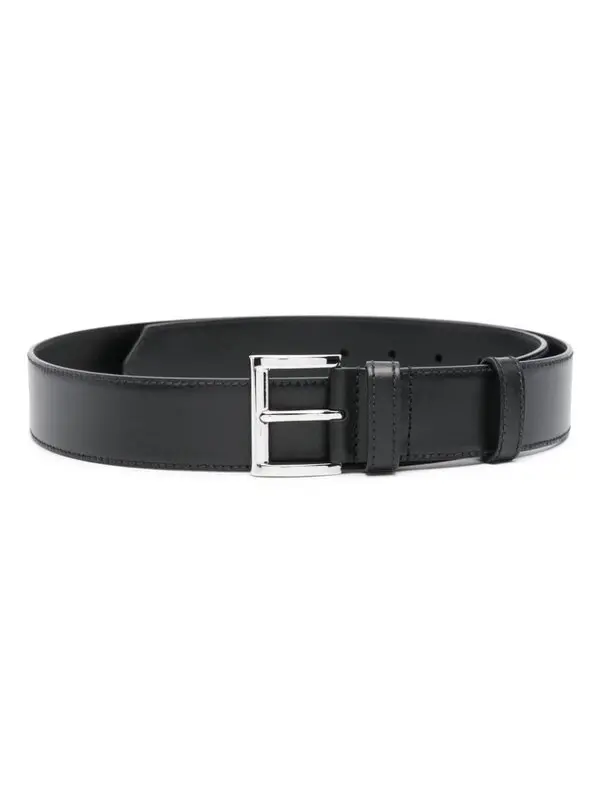 Prada Enamel-triangle-logo Leather Belt - Black