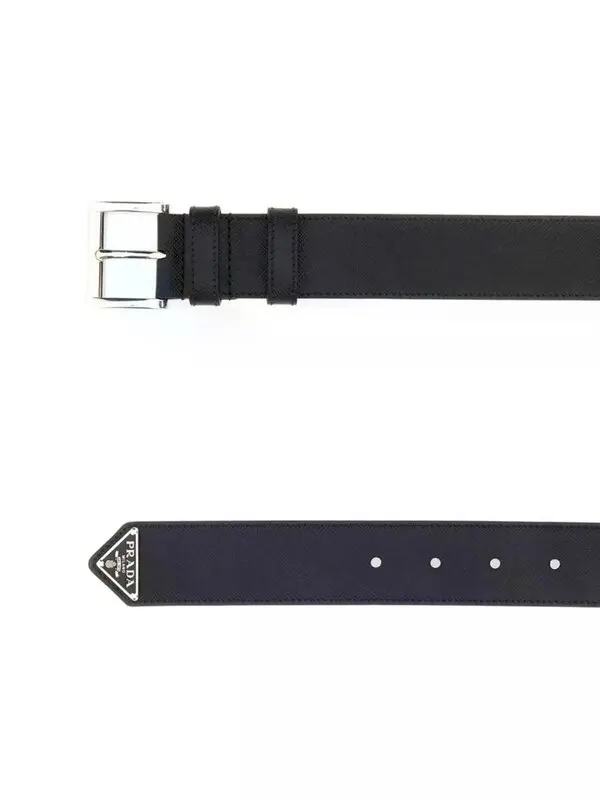 Prada Enamel-triangle-logo Leather Belt
