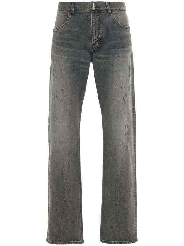 Givenchy Logo-plaque Distressed Straight Jeans