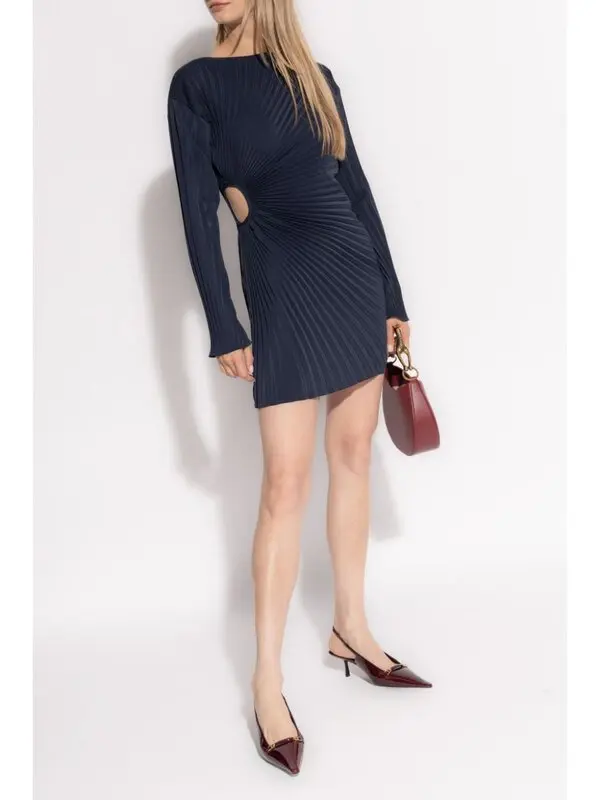 Kenzo Pleated Long-sleeve Dress - Blue