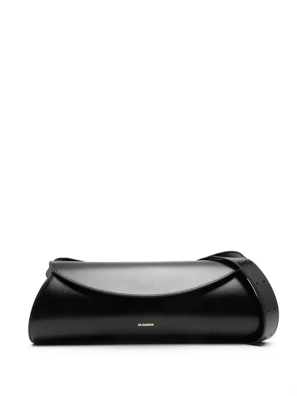 JIL SANDER Large Cannolo Leather Shoulder Bag - Black
