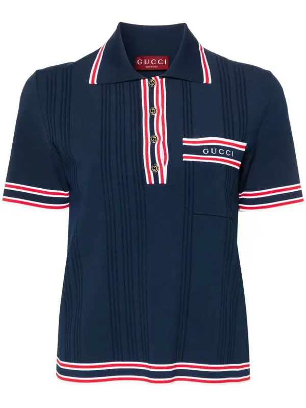Gucci Striped-edge Ribbed Polo Top