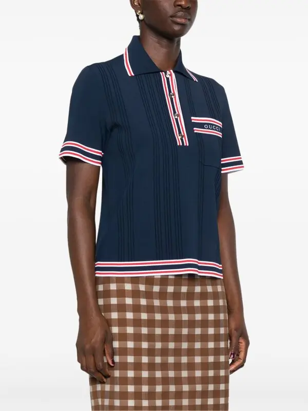 Gucci Striped-edge Ribbed Polo Top