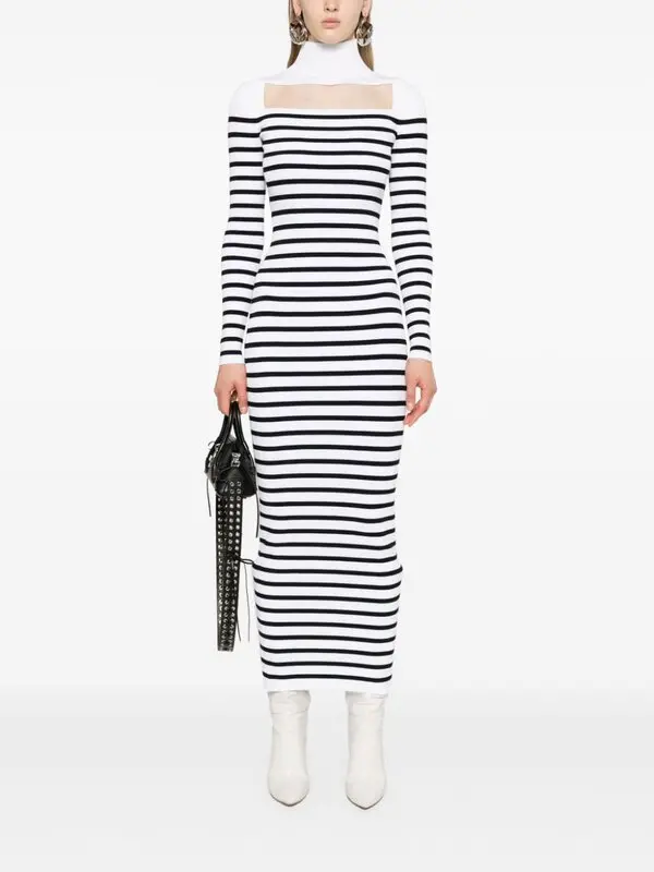 JEAN PAUL GAULTIER Striped Ribbed Maxi Dress