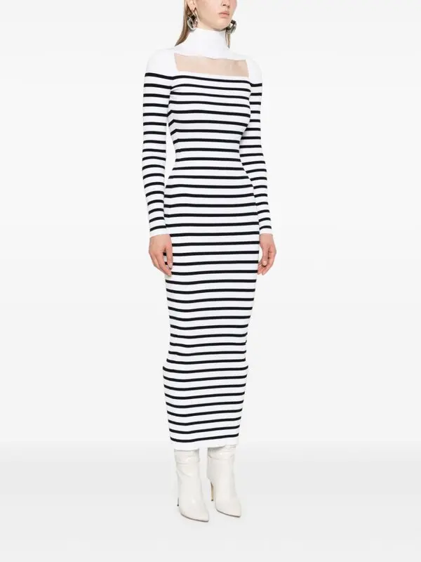 JEAN PAUL GAULTIER Striped Ribbed Maxi Dress