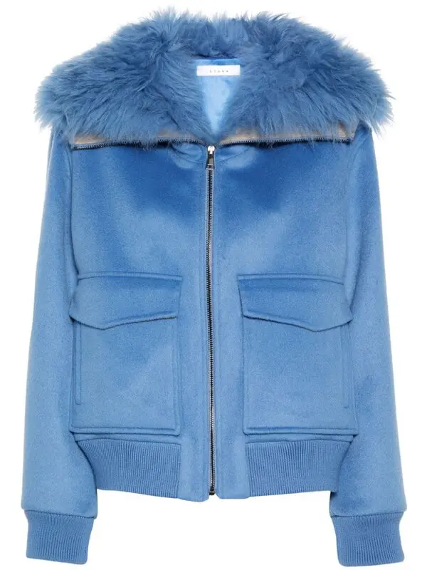 LISKA Cashmere Bomber Jacket - Blue