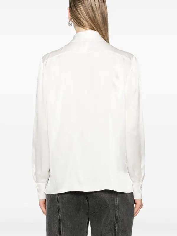 Alberta Ferretti Pointed-collar Charmeuse Shirt - Neutrals