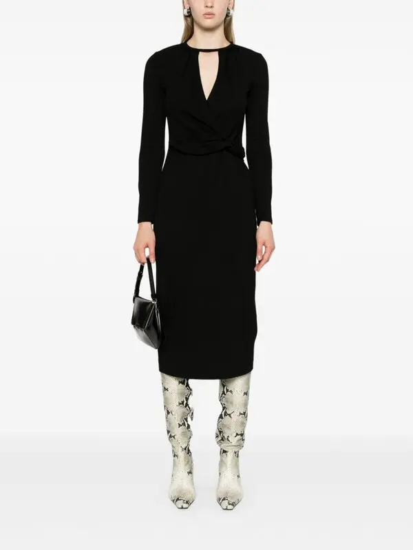 Giorgio Armani Long-sleeve Midi Dress - Black