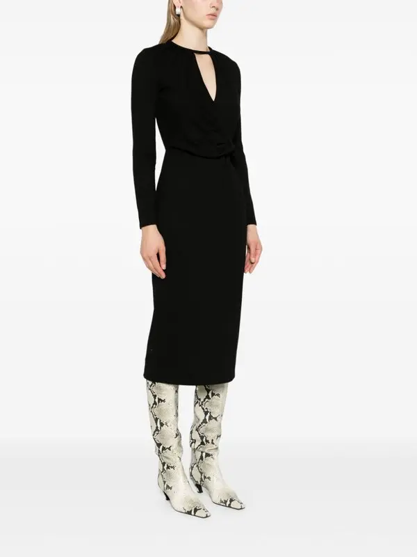 Giorgio Armani Long-sleeve Midi Dress - Black