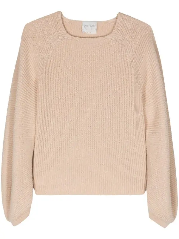 FORTE_FORTE Boat-neck Ribbed Jumper