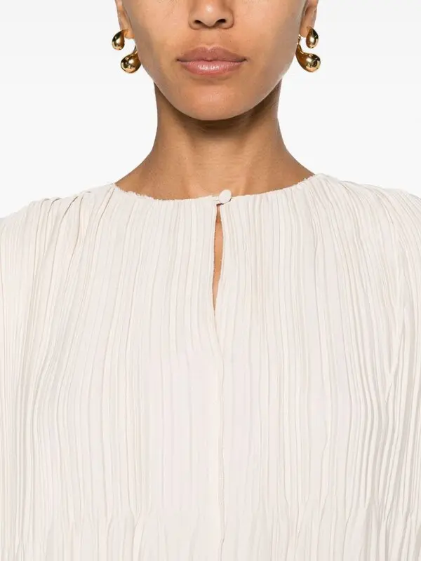 FORTE_FORTE Long-sleeve Pleated Blouse