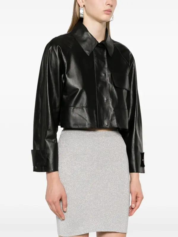 TELA Cropped Leather Jacket