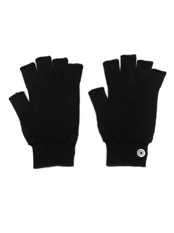 Rick Owens Fingerless Cashmere Gloves - Black