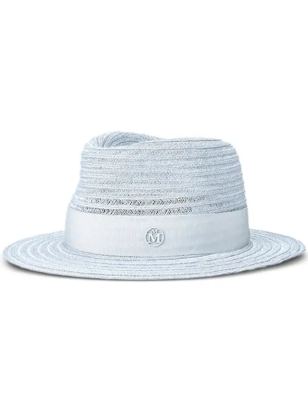 MAISON MICHEL André Straw Fedora Hat - Blue