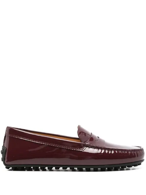 TOD'S Penny Slot Patent-leather Loafers - Red