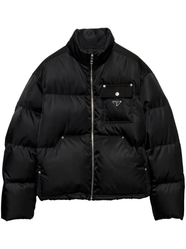 Prada Cropped Padded Jacket With Triangle Logo