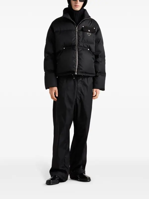 Prada Cropped Padded Jacket With Triangle Logo