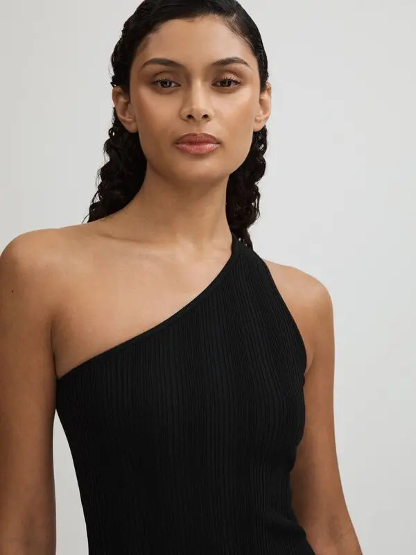 Good American One-shoulder Plisse Mini Dress