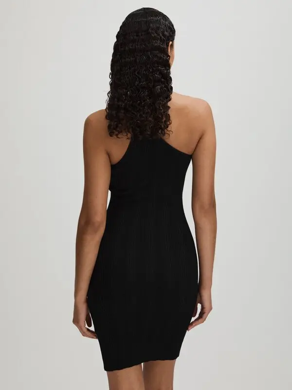 Good American One-shoulder Plisse Mini Dress