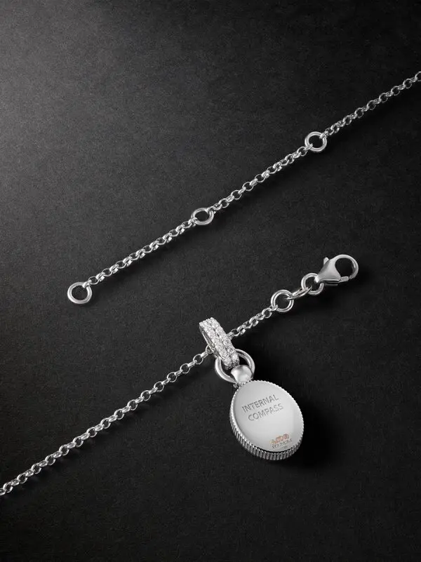 FOUNDRAE Internal Compass 18-karat Gold Diamond Pendant Necklace - White