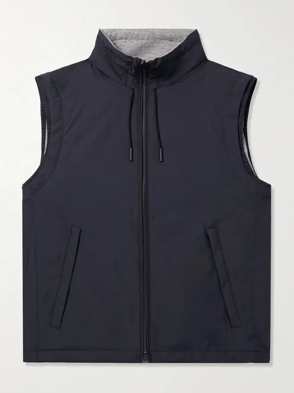 Zegna Reversible Shell And Cashmere-blend Twill Gilet - Blue