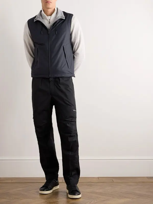 Zegna Reversible Shell And Cashmere-blend Twill Gilet - Blue