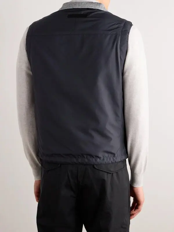 Zegna Reversible Shell And Cashmere-blend Twill Gilet - Blue