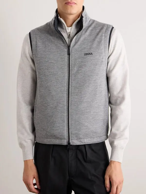 Zegna Reversible Shell And Cashmere-blend Twill Gilet - Blue