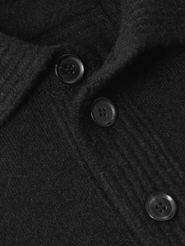 Zegna Slim-fit Wool And Cashmere-blend Polo Shirt - Black