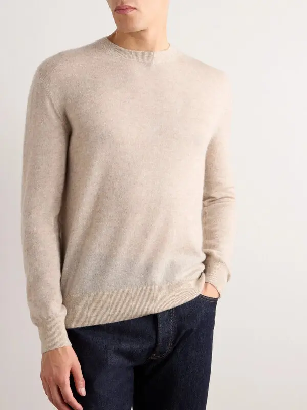 Loro Piana Brushed Cashmere And Silk-blend Sweater - Neutrals