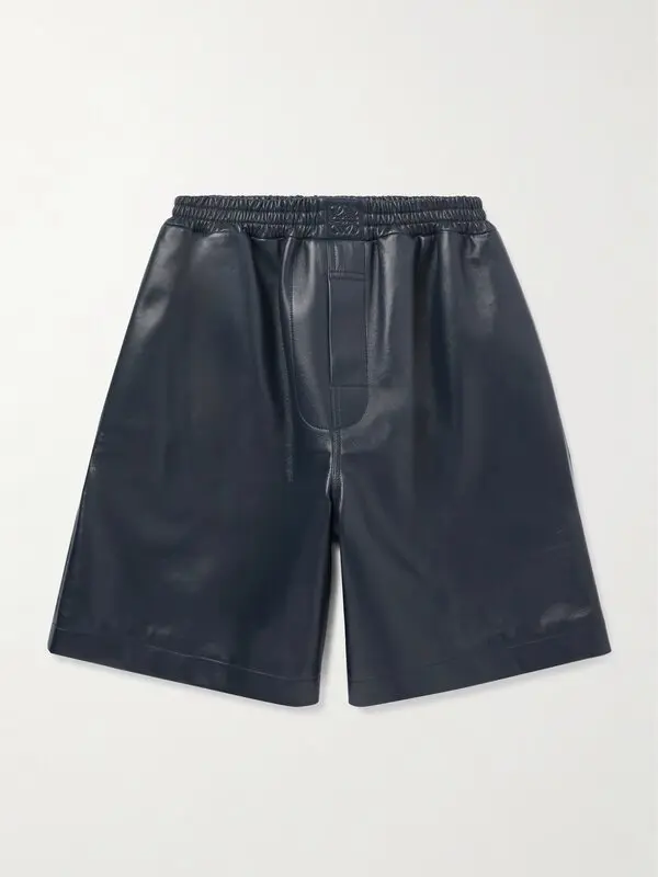 Loewe Wide-leg Leather Shorts - Blue