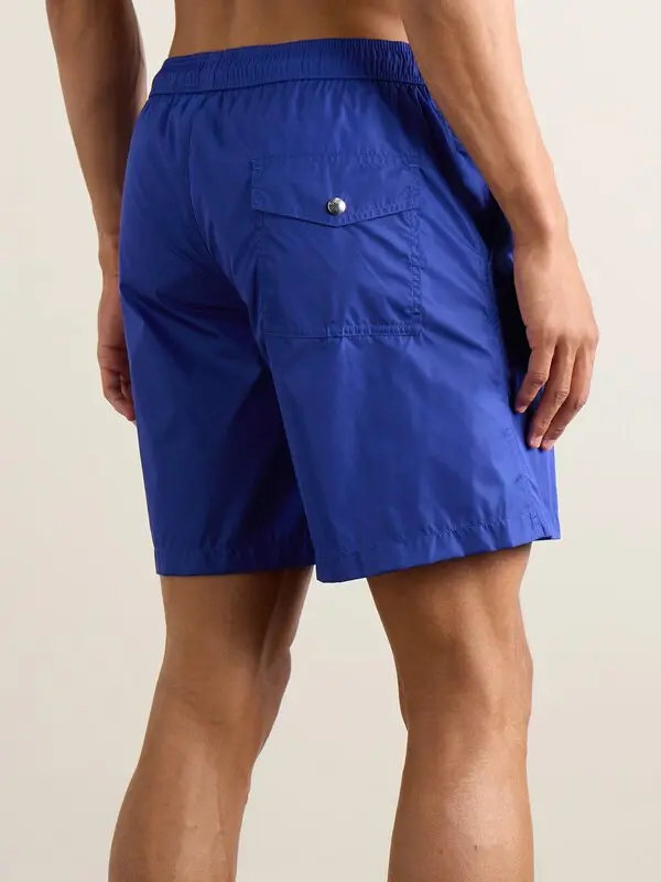 Moncler Straight-leg Mid-length Logo-appliquéd Striped Recycled Swim Shorts