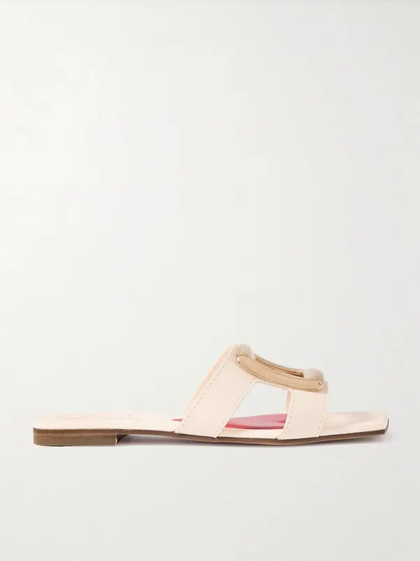 ROGER VIVIER Nagoya Embellished Cutout Leather Slides