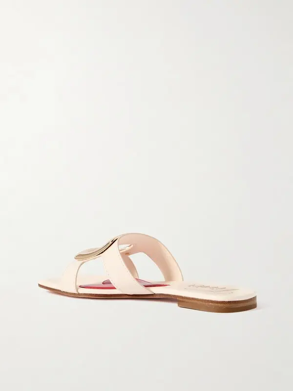 ROGER VIVIER Nagoya Embellished Cutout Leather Slides