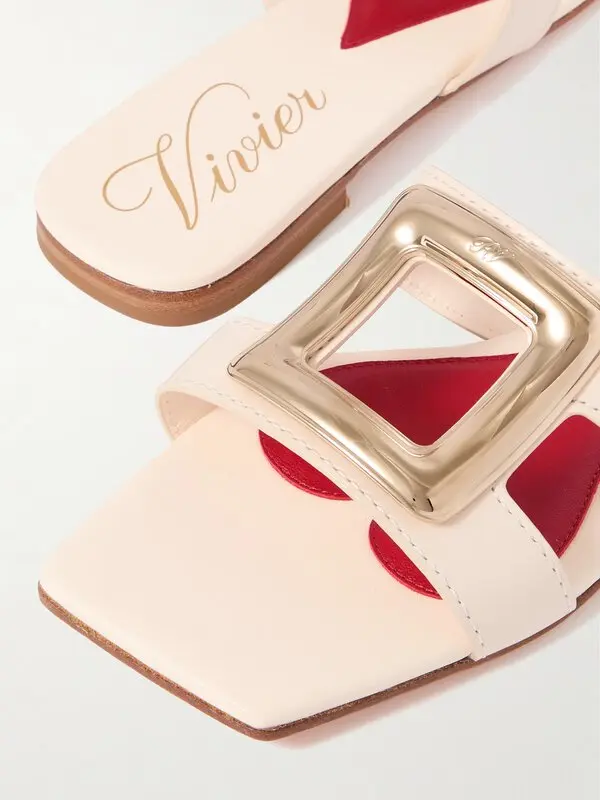 ROGER VIVIER Nagoya Embellished Cutout Leather Slides