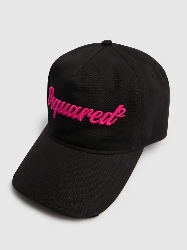 Dsquared2 Embroidered Logo Baseball Cap In Black,Pink - 40  display picture 3