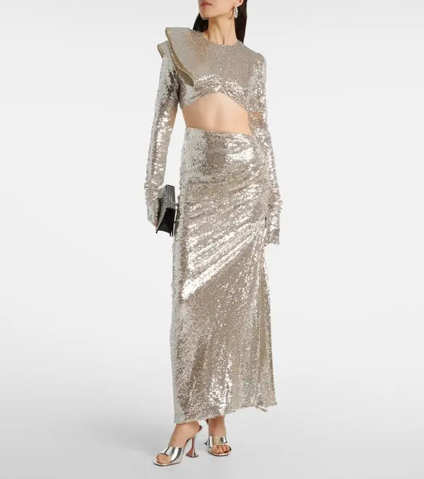 Maticevski Luna Sequined Maxi Skirt - Silver