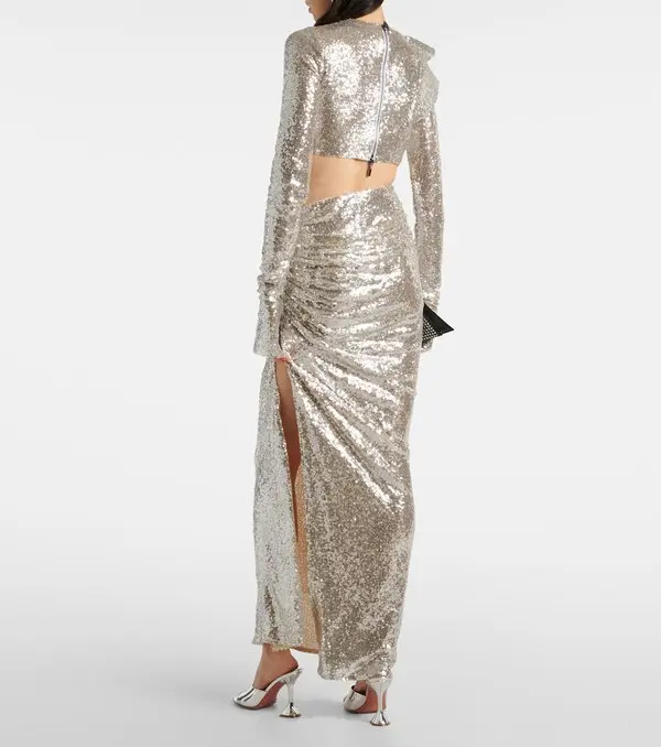 Maticevski Luna Sequined Maxi Skirt - Silver